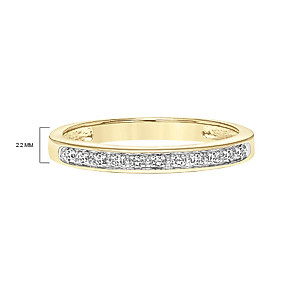 Brilliant Expressions 10K Yellow Gold 0.06 Cttw Conflict Free Diamond Shared Prong Wedding or Anniversary Band (I-J Color, I2-I3 Clarity), Size 8