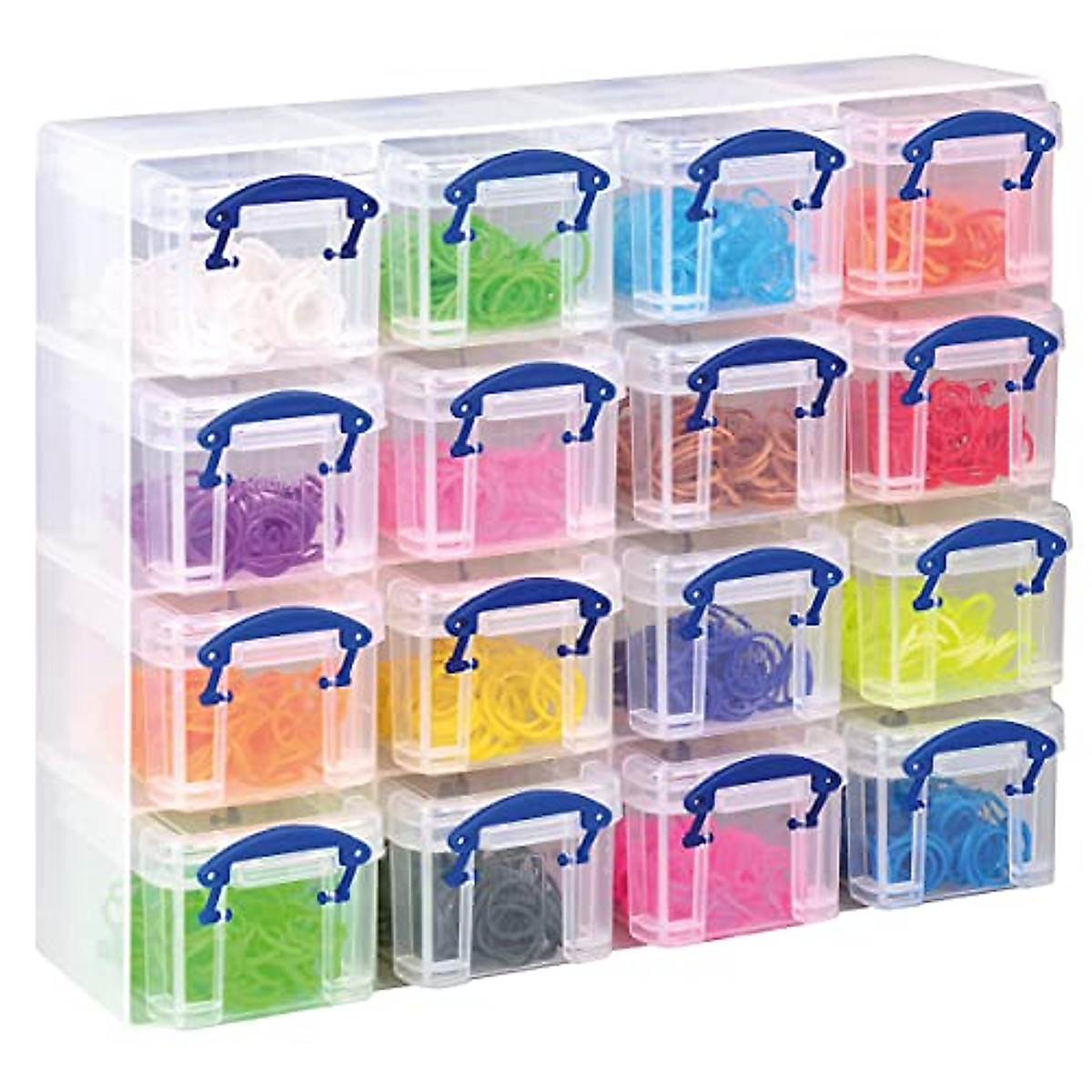 Really Useful Organiser, 16 x 0.14 Litre Storage Boxes in a Clear Plastic Organiser and Clear Boxes