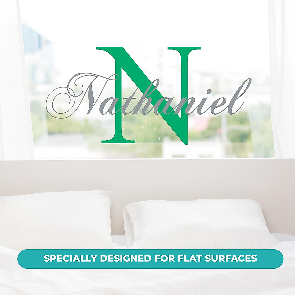 e-Graphic Design Inc Custom Name & Initial Cursive Letters Wall Decal | Baby Boy Girl Decoration - Mural Wall Decal Sticker for Home Interior Decoration Car Laptop (MM39) (Wide 22" x 11" Height)