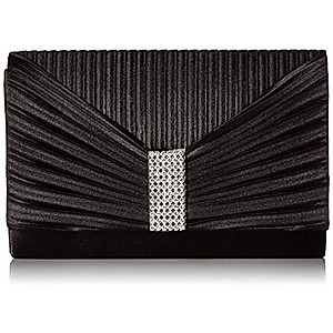Jessica McClintock Women's Alexis Pleated Flap with Rhinestones, Black