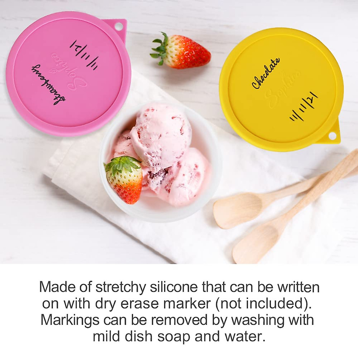 SOPHICO Ice Cream Pint Containers with Silicone Lids, Freezer Food Storage Tubs for Homemade IceCream, Meal Prep, Yogurt and Soup, Airtight & Dishwasher Safe (MEDIUM, 4 Pack)