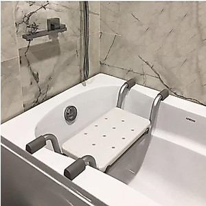 Heavy Duty Bath Bench Seat, Suspended Bath Tub Shower Chair Aluminum Alloy Bathtub Benches Bathing Seat for Elderly Adults Seniors Disabled or Injured, Length Adjustable Universal Fit, 260LBS Load