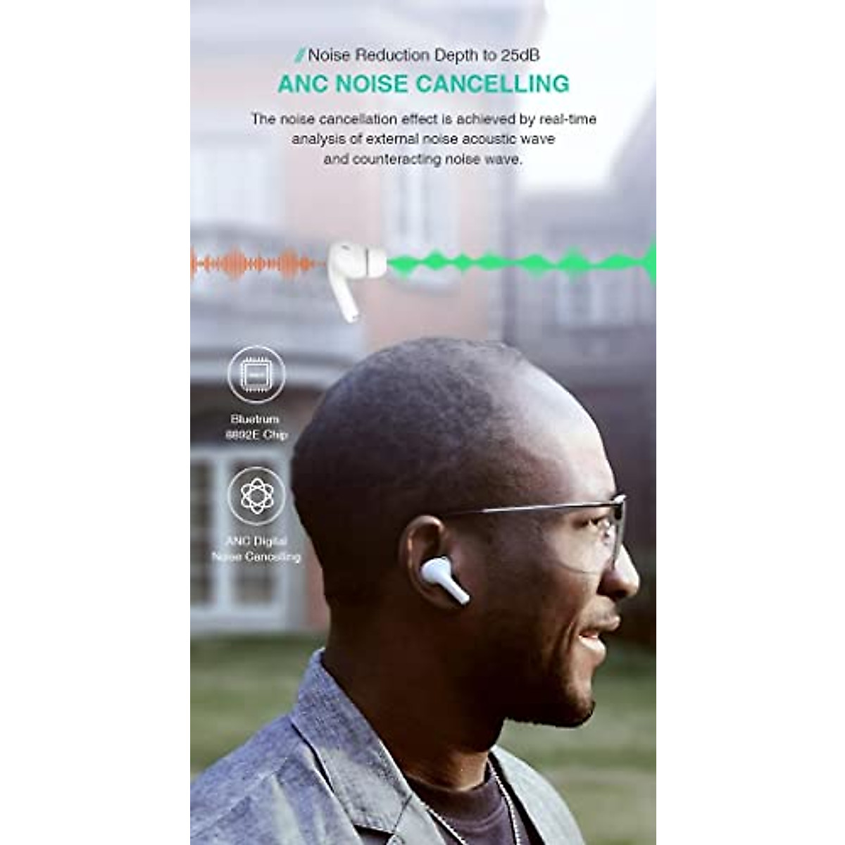 H&P True Wireless Earbuds Noise Isolating High Precision Natural Sound Earphones Full Metal Premium in-Ear Monitor/High Definition Sound, High Precision Clear and Transparent Sound Earphones (Black)