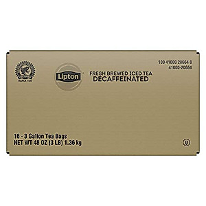 Lipton Decaffinated Tea Bags, Black Tea, Unsweetened Iced Tea, 3 Gallon-Sized Tea Bags(Pack of 16)