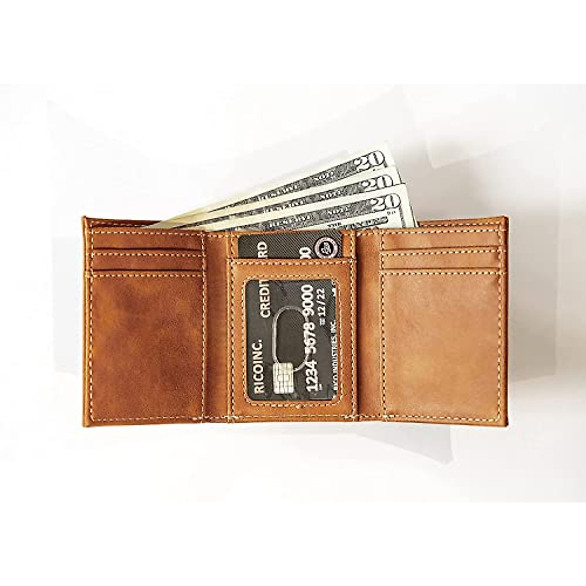 Rico Industries Laser Engraved Trifold Wallet, Miami Dolphins, Brown