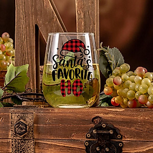 IT'S A SKIN Christmas Wine Glasses Funny Stemless Wine Glass with Funny Saying for Women. Wine Gifts for Women Santas Favorite Ho.