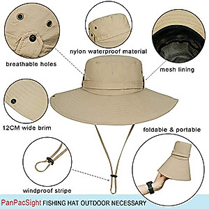 Sun Hat for Men, Super Wide Brim Sun Fishing Hat Safari UPF50+ Bucket Boonie Cap A-Khaki