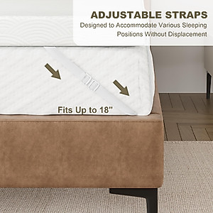 Zenzy 3" Queen Mattress Topper Cover, [Ultra-Soft] Bamboo Zippered Cover, Mattress Protector [with Adjustable Straps] [Washable] Cover for Mattress Topper- Only Cover