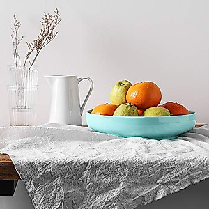 DOWAN 10" Shallow Serving Bowls, 60 oz Large Serving Bowls and Platters, Serving Plate for Salad Pasta Soup Fruit, Porcelain Serving Dishes for Dinner Party, Set of 2, Turquoise