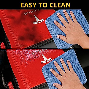 WUDUWUKA Car Armrest Cover for Tesla Model 3/Y PU Leather Center Console Cover for Tesla Waterproof Auto Armrest Box Cover Decoration Interior for Model 3 2017-2023 or Model Y 2020-2023-Red