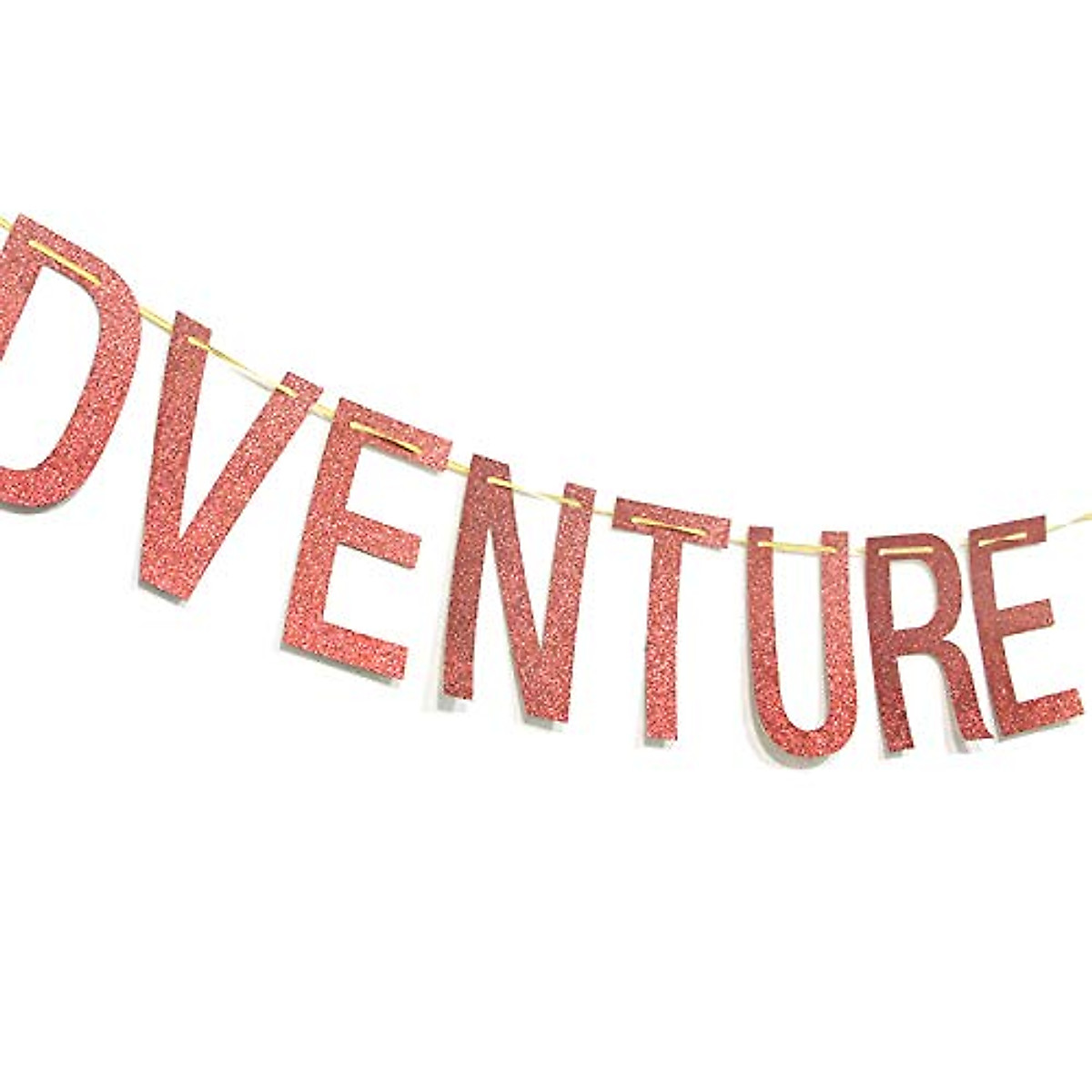Adventure Awaits Banner - Graduations/Bon Voyage/Travel Themed/Retirement/Farewell Party Supplies（ Rose Gold）