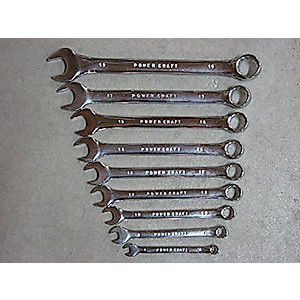 Metric Wrench Set, 9 Chrome Vanadium Combination Open End and Box End Wrenches with Organizer Storage Case
