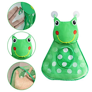 WMLBK Duck and Frog Hanging Storage Bag-2PCS Bath Toy Tidy Storage-Net Suction Cup Bag-Mesh Shower Bathroom Organizer