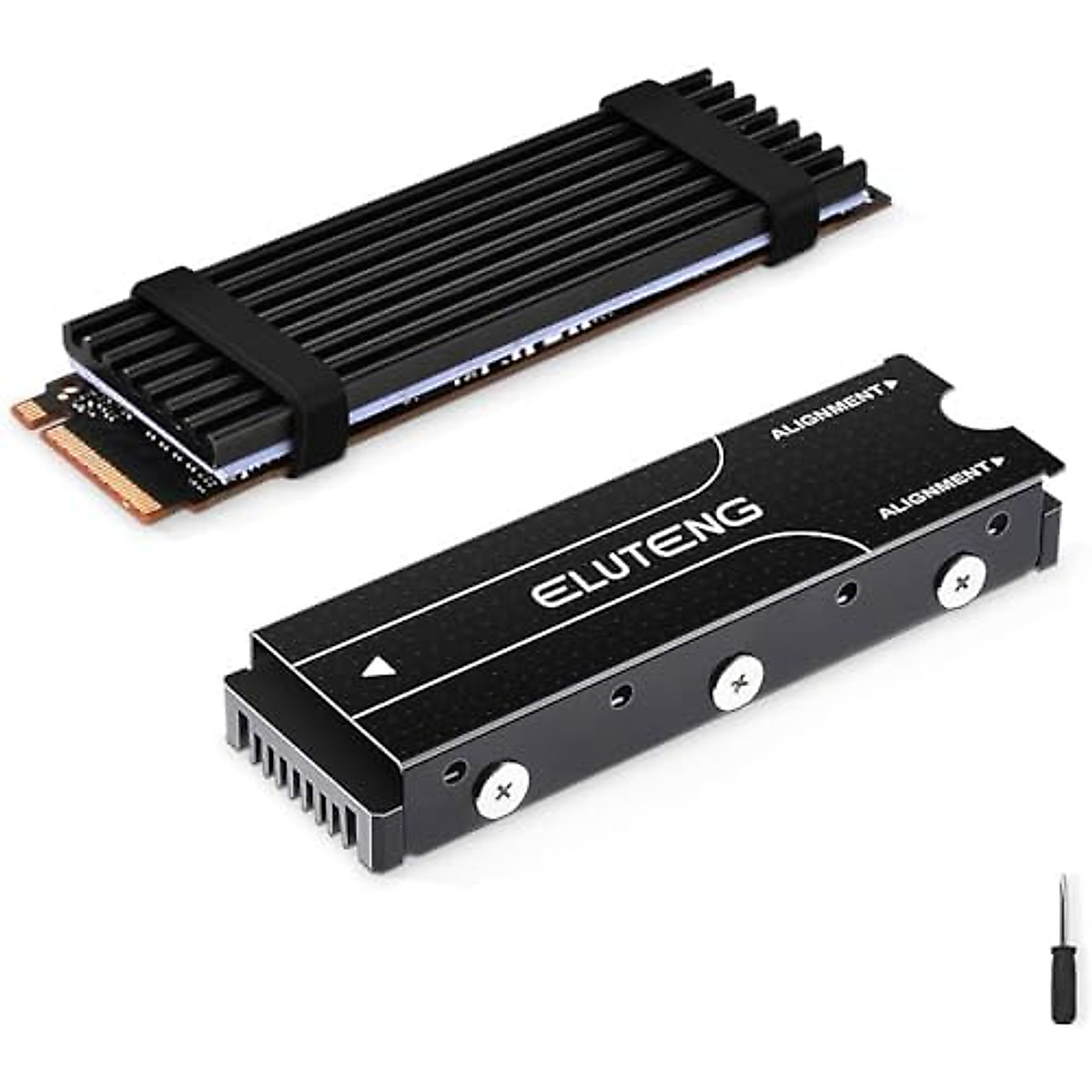 ELUTENG M.2 SSD Heatsink for PS5 / PC Easy Installation Heat Sink M2 SATA NVME Cooling Sink with 4 Thermal Silicone Pads M.2 SSD Cooler Set Heat Reduction for 2280 WD SanDisk Crucial Kingston Samsung