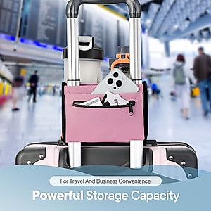 Luggage Cup Holder for Suitcases Free Hands, Travel Accessories, Luggage Cup Caddy Gifts, Beverage Holder, Universal Luggage Accessories for Flight Attendants, Business Travelers, Pink