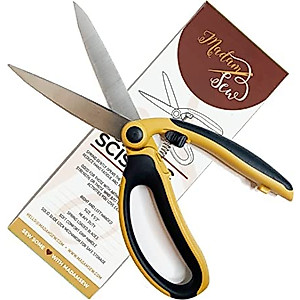 Madam Sew Spring Loaded Scissors, All Purpose Heavy-Duty 9.5” Fabric Scissors Sewing Shears with Precision-Ground Blades, Slide Lock Mechanism and Soft, Anti-Slip TPU Grips for Right or Left Hand