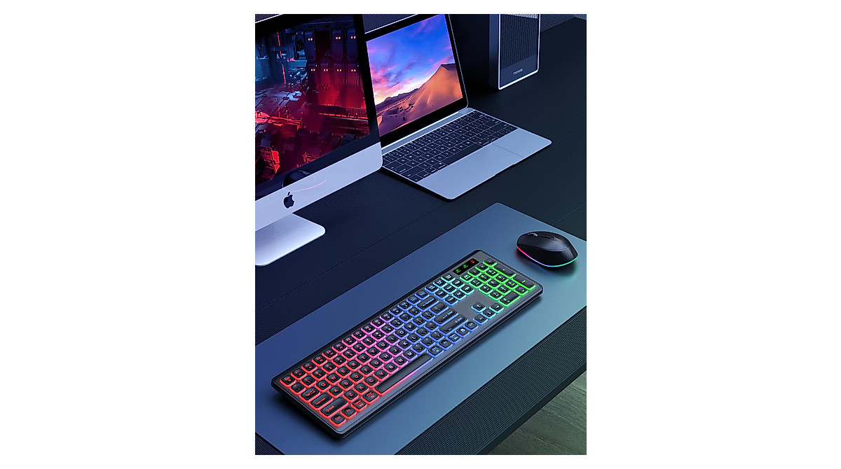 Wireless Backlit Keyboard and Mouse Combo - Rechargeable & Quiet