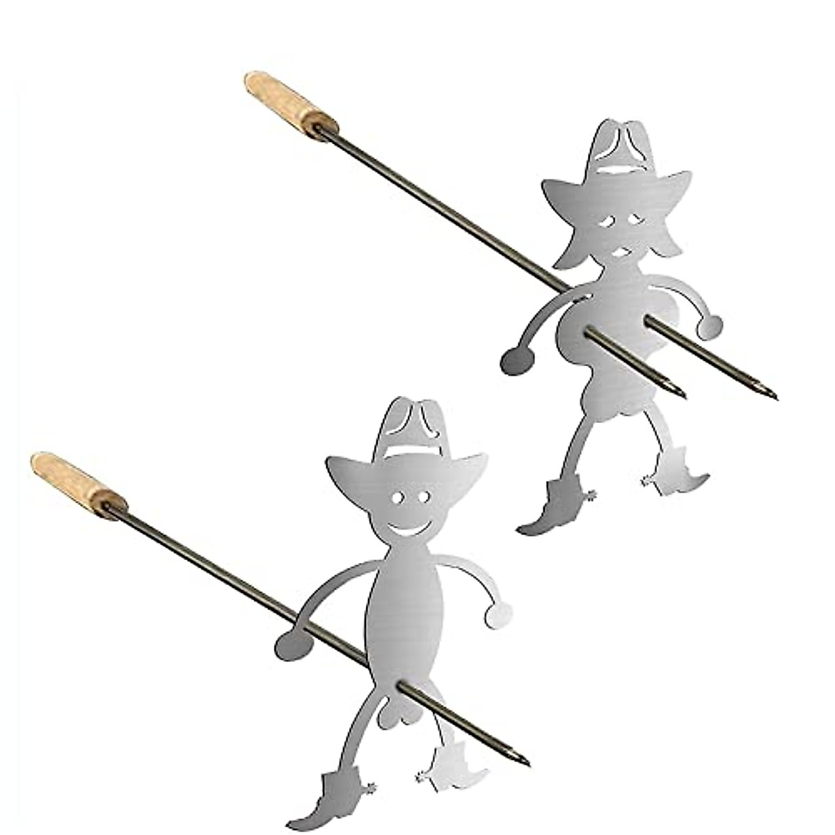 RICHERI 2 sets of marshmallow Grill Sticks, Stainless Steel Grill forks for men and women with hats, hot dog Stand Bonfire Party Family and friends Party Barbecue Forks