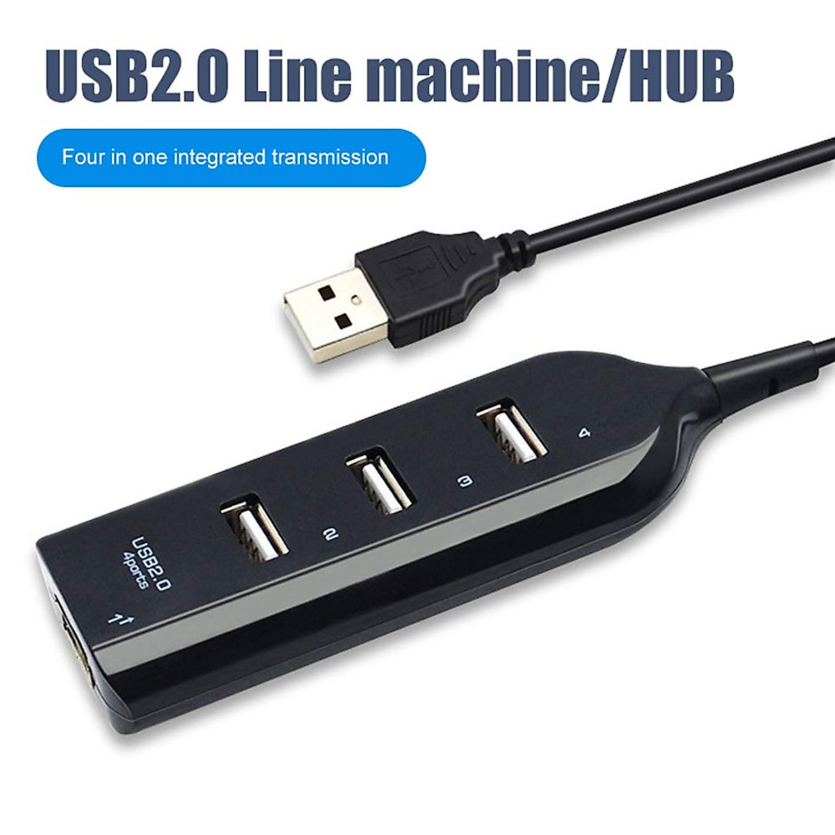 Trusway Portable Mini USB 2.0 Multiport with 4 Port Hub Splitter Adapter Reader Slot Ultra-Slim Compatible with Mobile HDD Mobile MacBook Laptop Black