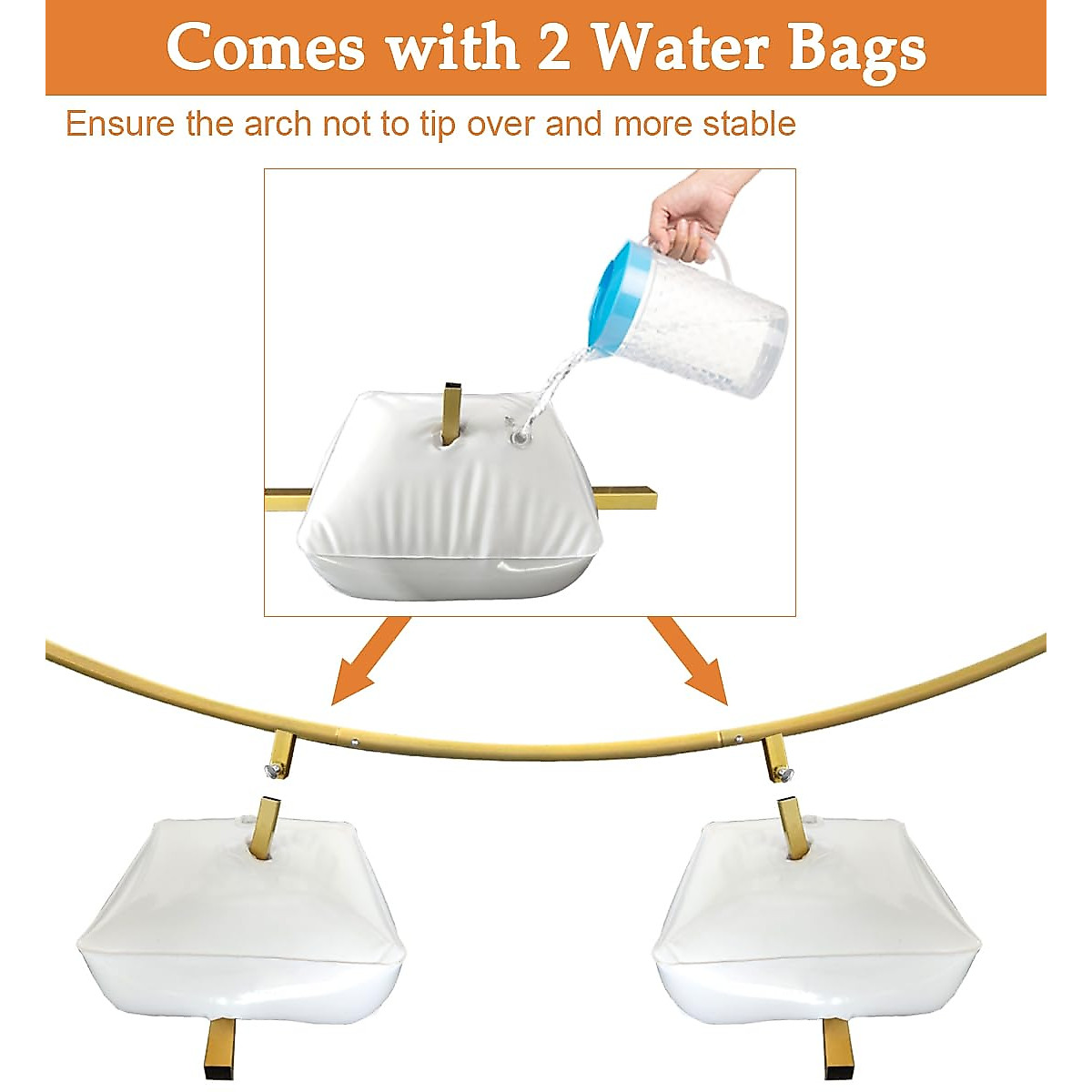 Fandature 7 Ft Round Wedding Arch for Ceremony Metal Balloon Arch Stand with Two Water Bags for Party Decoration Circle Backdrop Stand for Birthday, Gold