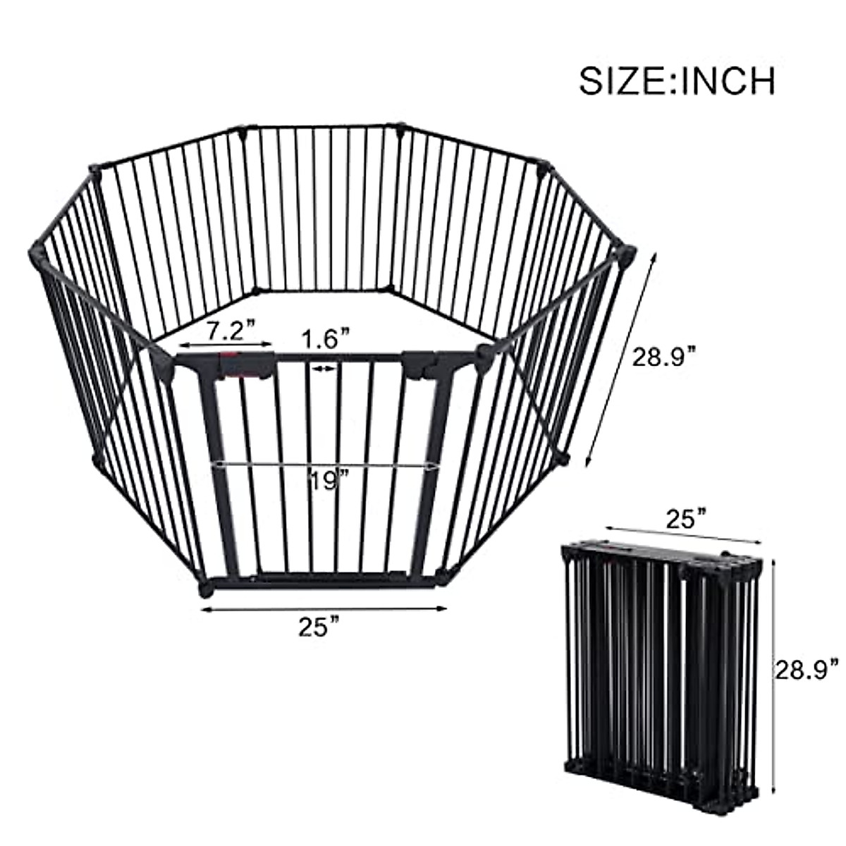 EPIKOIB 200" Wide Baby Gate Metal Safety Playpen - Fireplace Fence for Kids/Pet/Toddler/Dog/Cat, 8-Panel