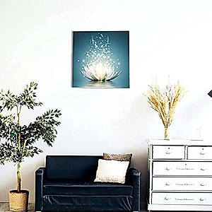 MISOLAXI Lotus Flower Canvas Prints Art for Bedroom Lotus Flower Pictures Prints White Floral Bloom Blossom Close Up Pictures Prints on Canvas Wall Decoration for Bedroom Framed 16"x16"