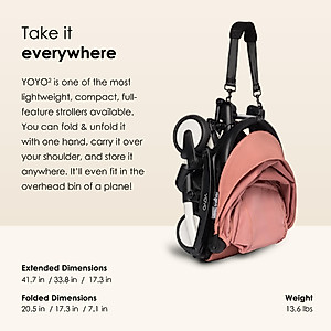 BABYZEN YOYO2 Stroller + YOYO Bag - Includes White Frame, Ginger Seat Cushion, Ginger Canopy, Ginger YOYO Bag, Wheel Base & Hooks - Suitable for Children Up to 48.5 Lbs
