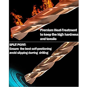 HSS Cobalt Drill Bit Set 1/16 Inch 10Pcs M35 Co Twist Jobber Length Steel Metal Drill Bits