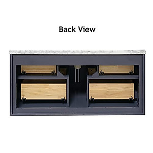 Kitchen Bath Collection Helsinki 48-inch Floating Bathroom Vanity (Carrara/Marine Gray): Includes Marine Gray Cabinet with Carrara Countertop and White Ceramic Sink