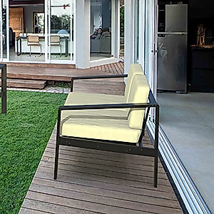 ANYHI Aluminum Outdoor Patio Loveseat, 2 Seats Patio Sofa Furniture with 4 inch Waterproof Cushion, Good for Garden,Porch,Courtyard,Black and Beige