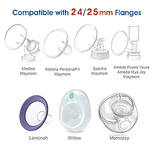 Maymom Flange Inserts 21mm (Long) Compatible with Medela 24mm PersonalFit Shield, Spectra 24mm, Freemie 25mm Cup, Willow 24 mm Cup, Compatible with Momcozy Wearable 24mm Cup (S9, S10, S12); 2pc/pk