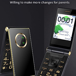 ASHATA 2G Flip Mobile Phone with 2.8in Screen, Easy to Use Big Button Unlocked Senior Flip Cell Phone, Dual SIM Seniors Phone with One Touch Dial, Super Loud Volume, Gifts for Parents(Gold)