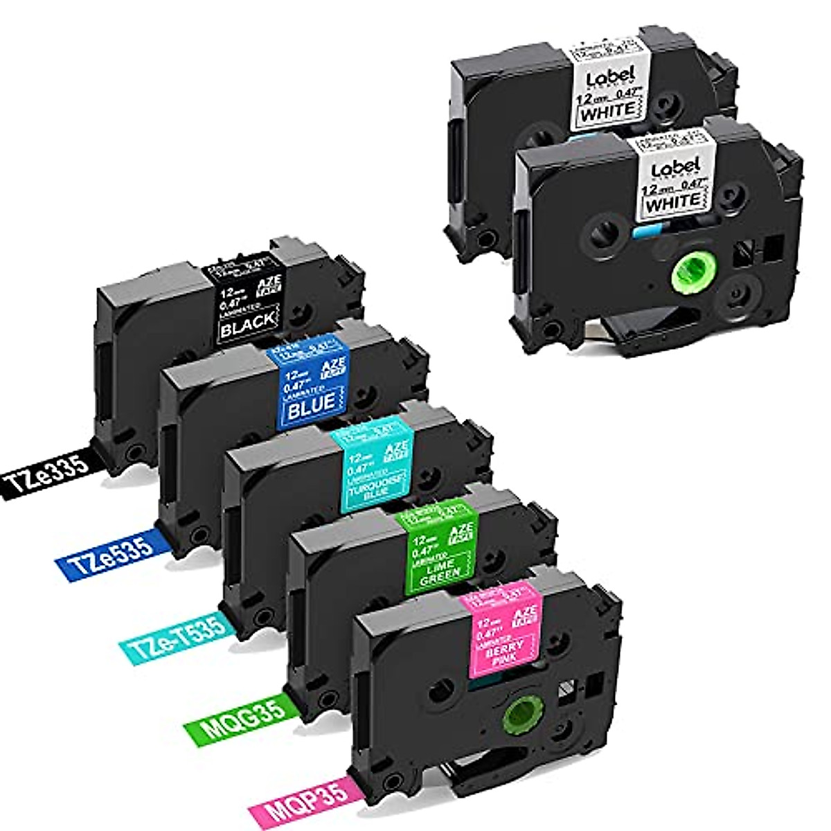 5 Pack Color + 2 Pack Compatible Label Tape Replacement for Brother TZe-231 TZ-231 Laminated P Touch Label Maker Tape 12mm 0.47 Inch for PT-D210 PT-D200 PT-D400 PT-1280, 26.2 Feet 8m, Black on White