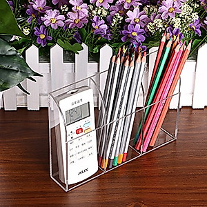 Hipiwe Wall Mount Remote Control Holder Clear Acrylic Media Organizer Storage Box Coffee Table and Nightstand Convenient Remote Control Caddy (Three Compartments)