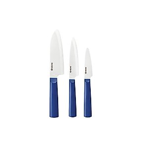 KYOCERA INNOVATIONwhite 3PC SET 5.5" SANTOKU, 4.5" UTILITY, 3" PARING/BLUE