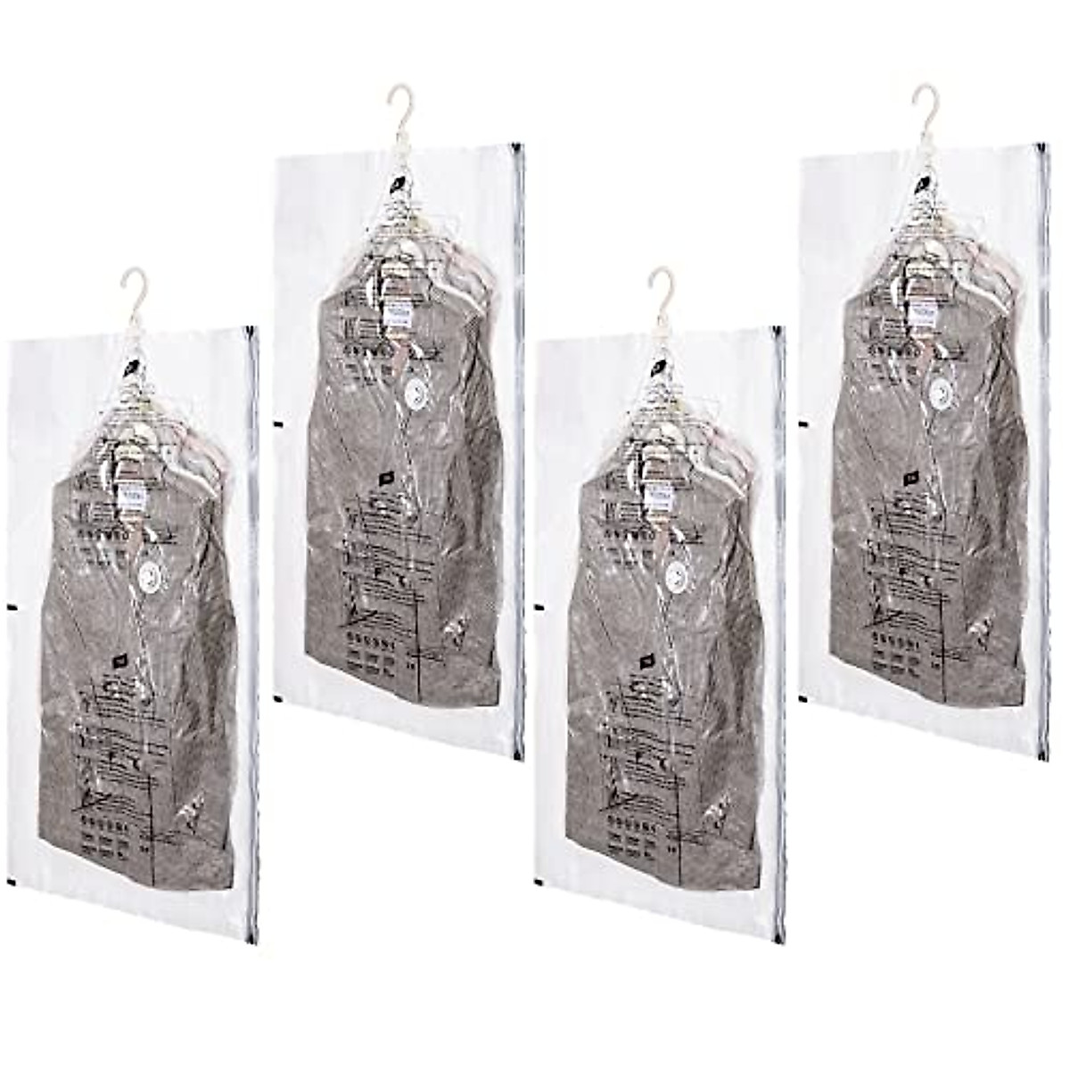 TAILINK Hanging Vacuum Storage Bags Space Saver Bags for Short Clothes, 4 Pack 41.3 x27.6 inch, Space Saver Garment Bags for Short Jacket, Suits, Dresses Space Bags Hanging Vacuum Storage Bags