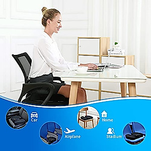 SAIREIDER Office Chair Cushion, Car Seat Cushion, Memory Foam Coccyx Cushion Pads for Tailbone Pain, Sciatica Relief Pillow, Correct Sitting Posture (Black)