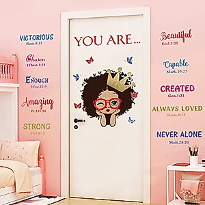 Black Girl Magic Inspirational Wall Decals Quote I'm Kind Princess Wall Sticker Positive Saying African American You are Beautiful Nursery Decor, Inspirational Home Afro Kid Room Decoration Bedroom Playroom Art Gift