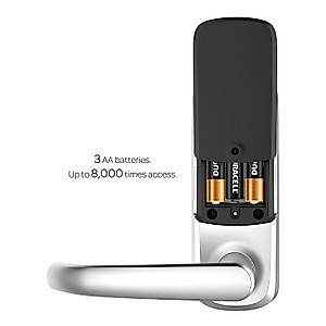 Ultraloq UL3 Fingerprint and Touchscreen Keyless Smart Lever Door Lock (Satin Nickel) | 3-in-1 Keyless Entry | Secure Finger ID | Anti-peep Code | Premium Construction Material | Match Home Aesthetics