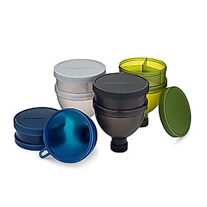 Hydra Cup [4 Pack] - Funnels for Filling Bottles with Protein Powder & Three Compartment Pill Storage, Supplement Container & Dispenser, Use w/ Shaker Bottle or Water Bottle