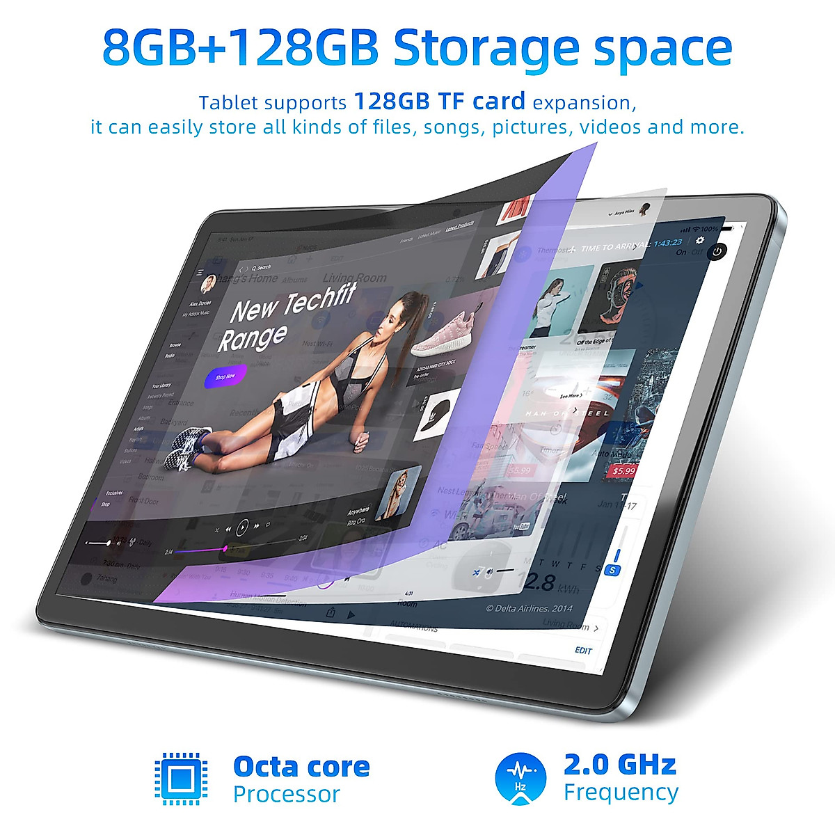 jumper 10 Inch Tablet, Android 12 Tablets with 8GB RAM 128GB Storage, Octa-Core Processor MT8183, 1920x1200 HD IPS Display, 13MP+5MP Dual Camera, 6000mAh, Dual Stereo Speakers, GPS, Bluetooth5.0.