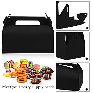 Lainrrew 30 Pcs Gable Candy Treat Boxes, Small Goodie Boxes Christmas Party Favor Boxes Kraft Paper Gift Box for Christmas Party Decorations Birthday Party Favors (Black)