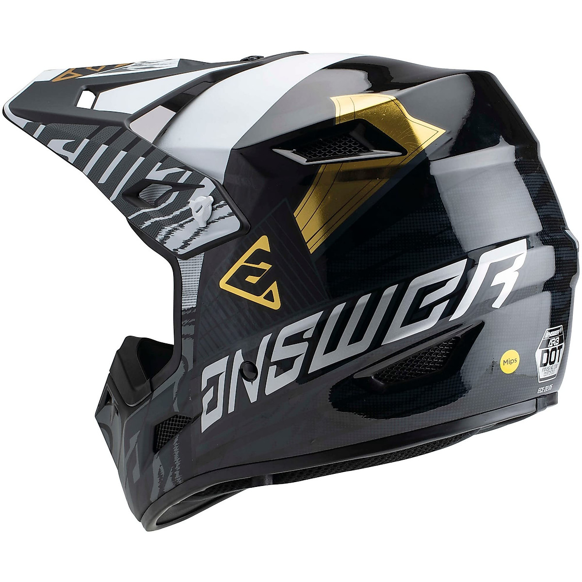 Answer Racing 447708 A23 AR3 Ronin Helmet: Black/White/Gold, 2XL
