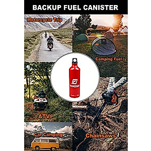 RANDDER Liquid Fuel Bottle 750ml (Upgrade Leakproof Cap 2.0) for Motorcycle, Camping and Emergencies (0.75 liter)