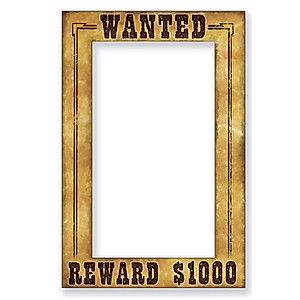 3-D Western Centerpiece Party Accessory (1 Count) (1/Pkg) & Wanted Photo Booth Fun Selfie Frame Western Party Supplies, 15.5" x 23.5", Multicolored