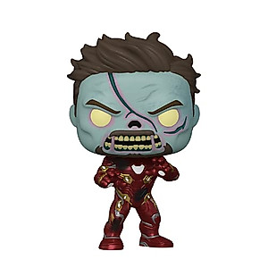 Funko POP Marvel: What If? - Zombie Iron Man, Amazon Exclusive Glow in The Dark, Multicolor, (58178)