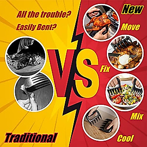 Fibetter Meat Claws for Pulled Pork Chicken Turkey and Beef, Bear Claw BBQ Claws for Shredding Meat, Food-Grade Barbecue Shredder Claw Cut Meats Paw 2pcs for Smoker, Slow Cooker, Outdoor Grill