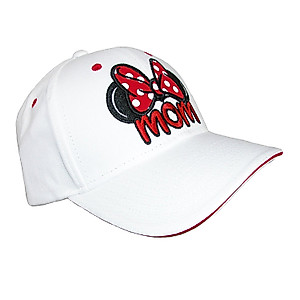 Disney Set Mickey & Minnie Hats Baseball Cap Men's Women's 2 Pack (White MOM & Grey DAD)