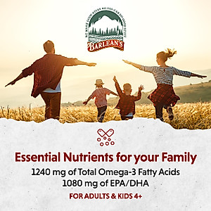 Barlean's Lemon Crème Omega 3 Fish Oil Liquid Supplement, 1080mg of Omega 3 EPA & DHA Fatty Acid, Smoothie Flavored & Burpless for Brain, Joint, & Heart Health, 8 oz