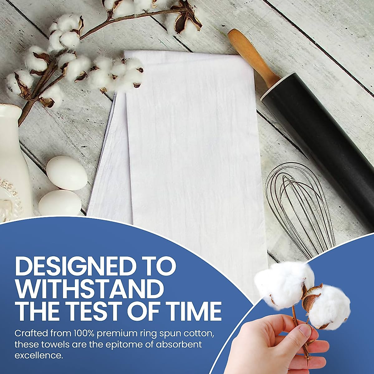 Flour Sack Kitchen Towels |Cotton Blank Towel | Tea Towel Crafting Embroidery for Easter|Flat Thick Absorbent Quick Dry | Baking Bread Proofing Linen Cover, Washable Set of 12, 28 x 28 Inch,White